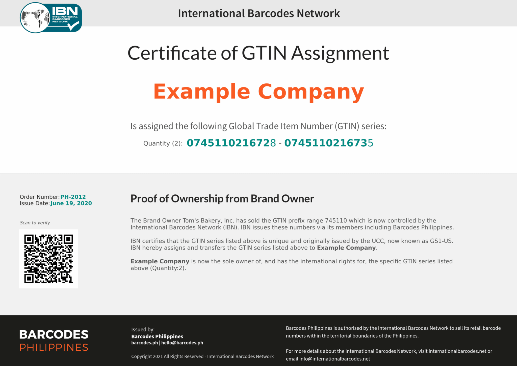 GTIN Assignment Certificate company name - Australian Barcodes